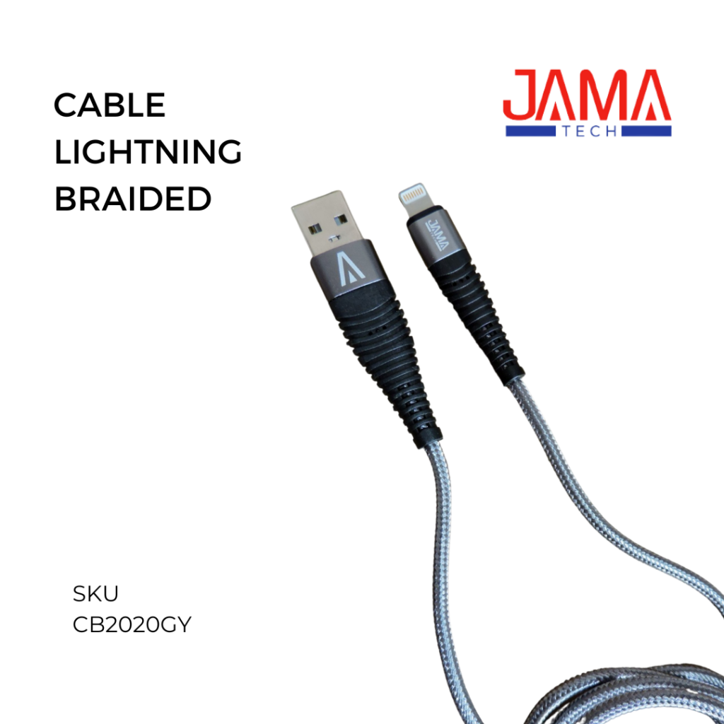 CABLE LIGHTNING BRAIDED GRIS – Jama Tech