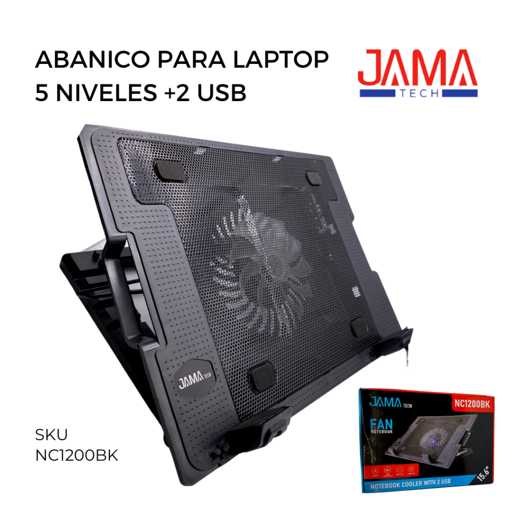 ABANICO PARA LAPTOP 5 NIVELES + 2 USB – Jama Tech